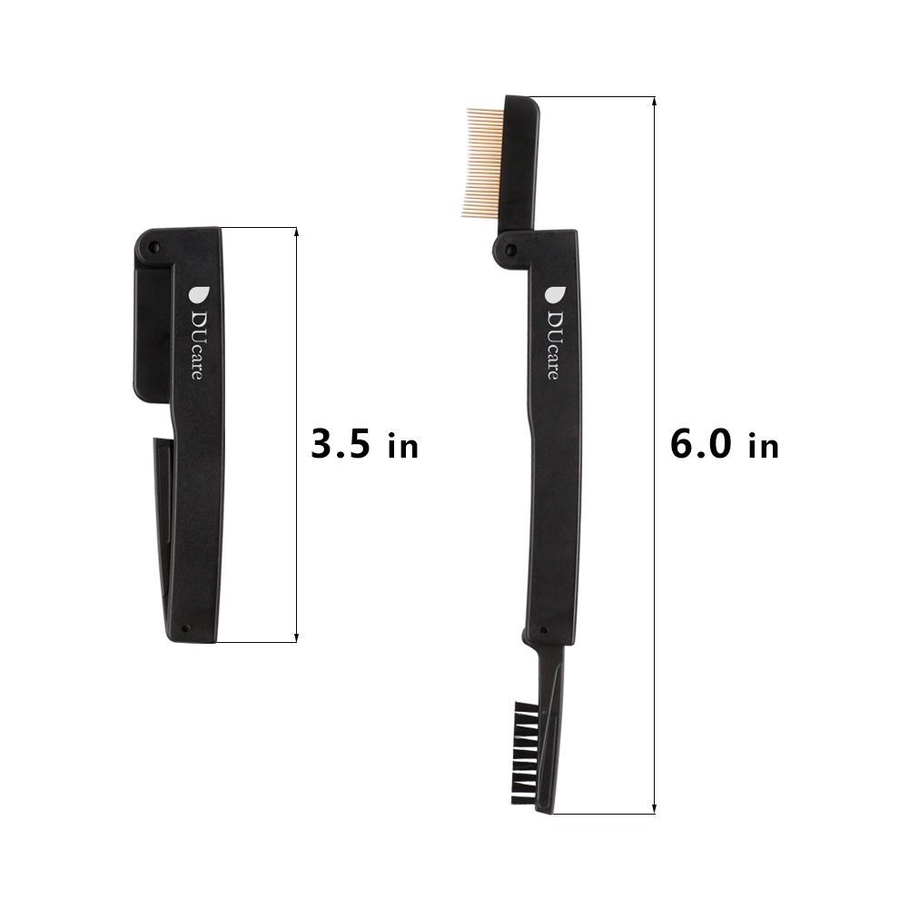 DUcare Eyelash Comb Separator Eyelashes Eyebrow Mascara Brush Applicator Eyelash Definer With Comb Cover Cosmetic Brushes Tool (Black)