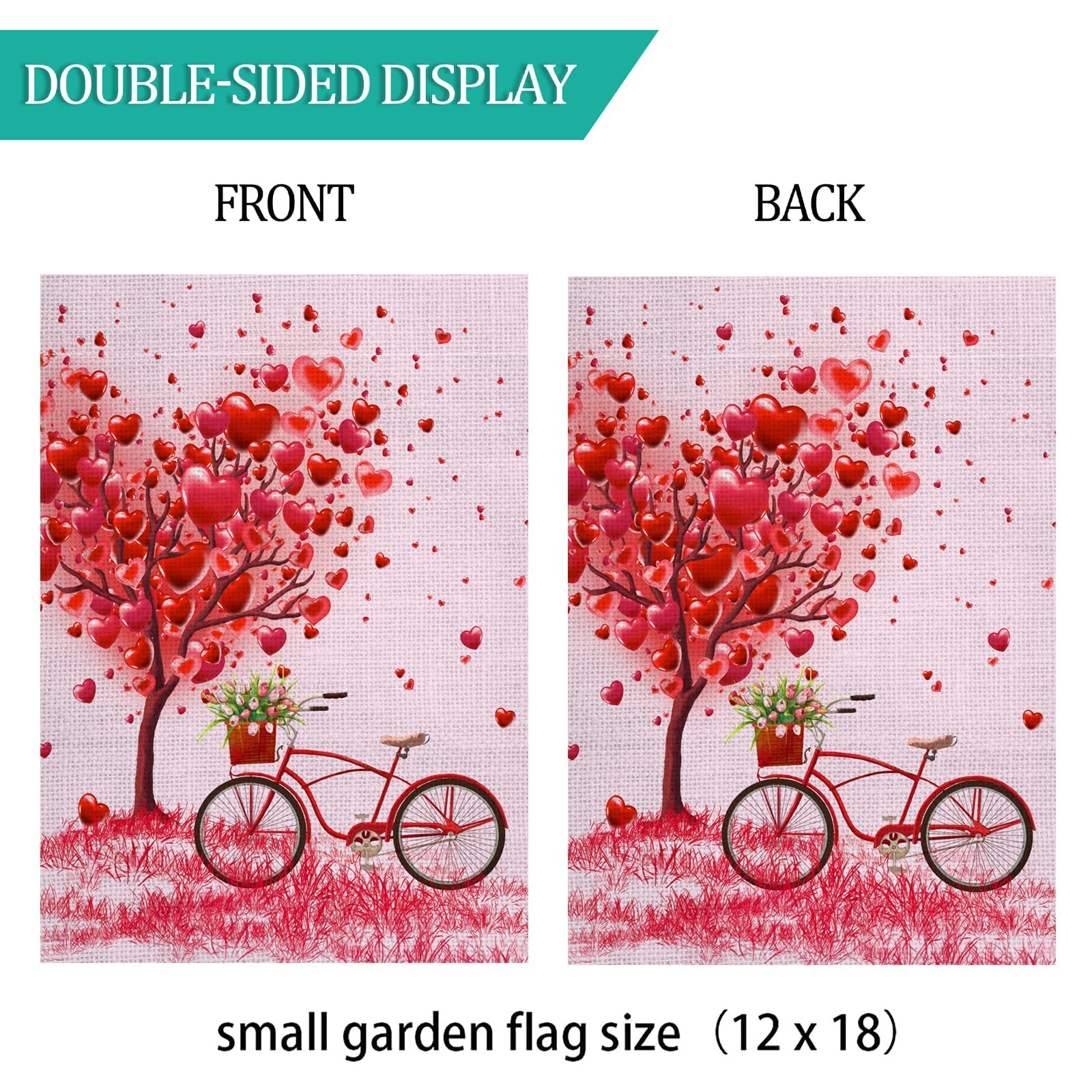 Valentine's Day Garden Flag,12 x 18 Inch Love Flag Valentines Heart Garden Flag Double Side Valentine's Day Decoration(12x18/28x40)