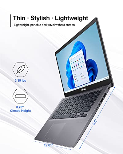ASUS 2023 Newest Vivobook 14 Laptop, 14" HD Display, 12GB RAM, 512GB PCIe SSD, AMD Ryzen 3 3250U Processor, Up to 3.5GHz, HDMI, Windows 11 in S Mode, Light and Thin, Grey