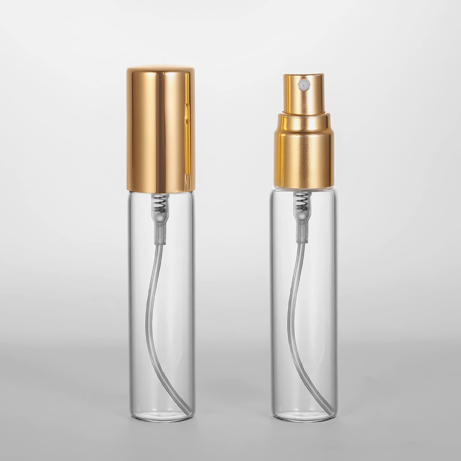 ZbFwmx 20 Pack Set 10ML Protable Refill Bulk Atomizer Spray Travel Perfume Bottle Hydrating Empty Bottle (Gold Caps)