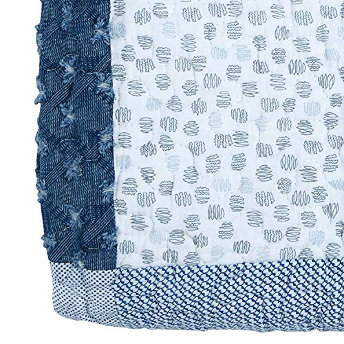 Stephan Baby Heirloom-Quality Pieced Crib Quilt, Denim Dot