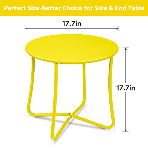 AMAGABELI GARDEN & HOME Metal Patio Side Table 18β x 18β Weather Resistant Anti-Rust Outdoor End Table Small Steel Round Coffee Table Porch Table Snack Table for Balcony Garden Yard Lawn, Yellow