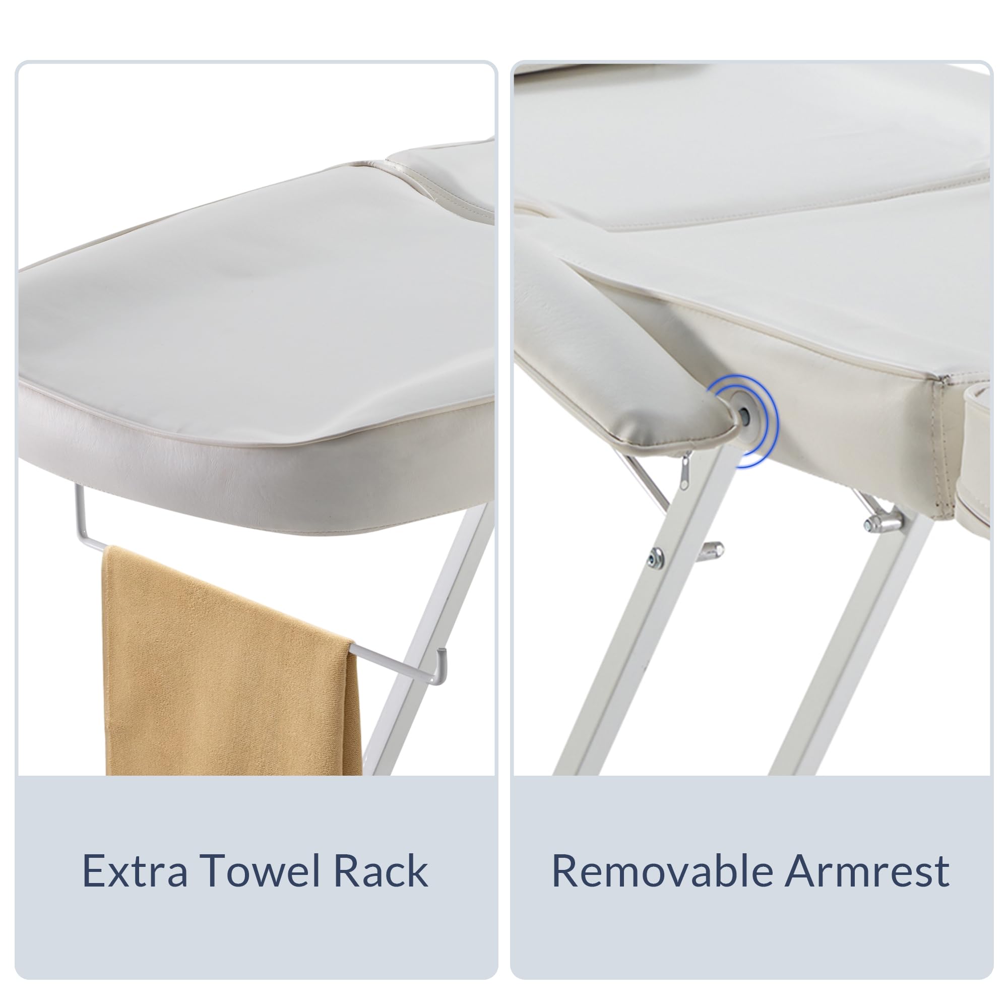 BELLAVIE Adjustable Table Chair Salon Bed for Professional Massage Facial Lash Beauty Treatment Spa Tattoo Eyelash Microblading Esthetician Equipment - White