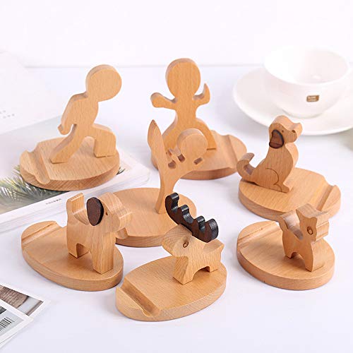 Cool Guy Cell Phone Stand for Desk, Free Hands Wooden Desk Phone Holder Desktop Accessories, Mount for iPhone Smartphones and Tablets,Great for Daily Use or Gift