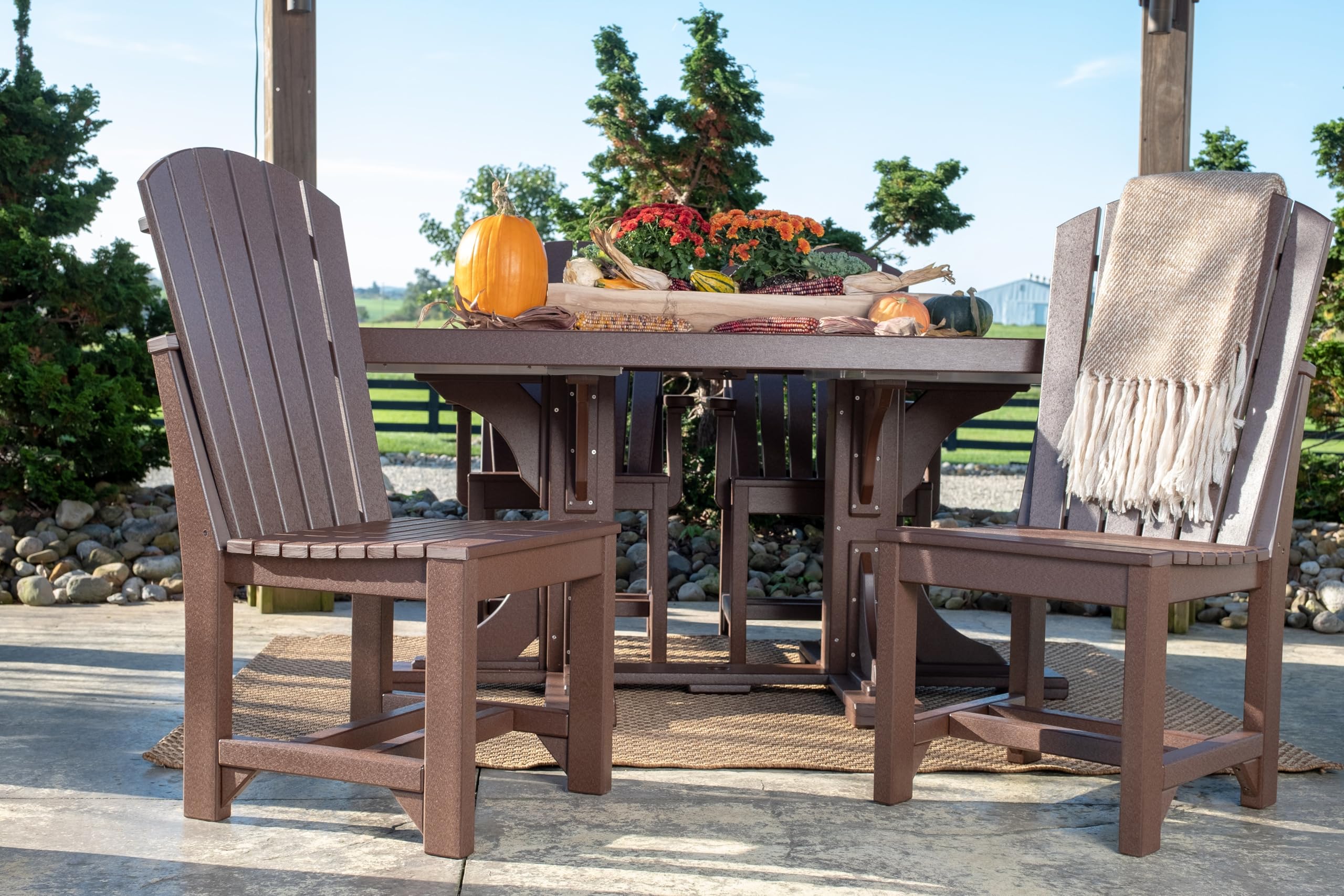 LuxCraft Poly Adirondack Dining Side Chair, Dining Height (Cedar & Black)
