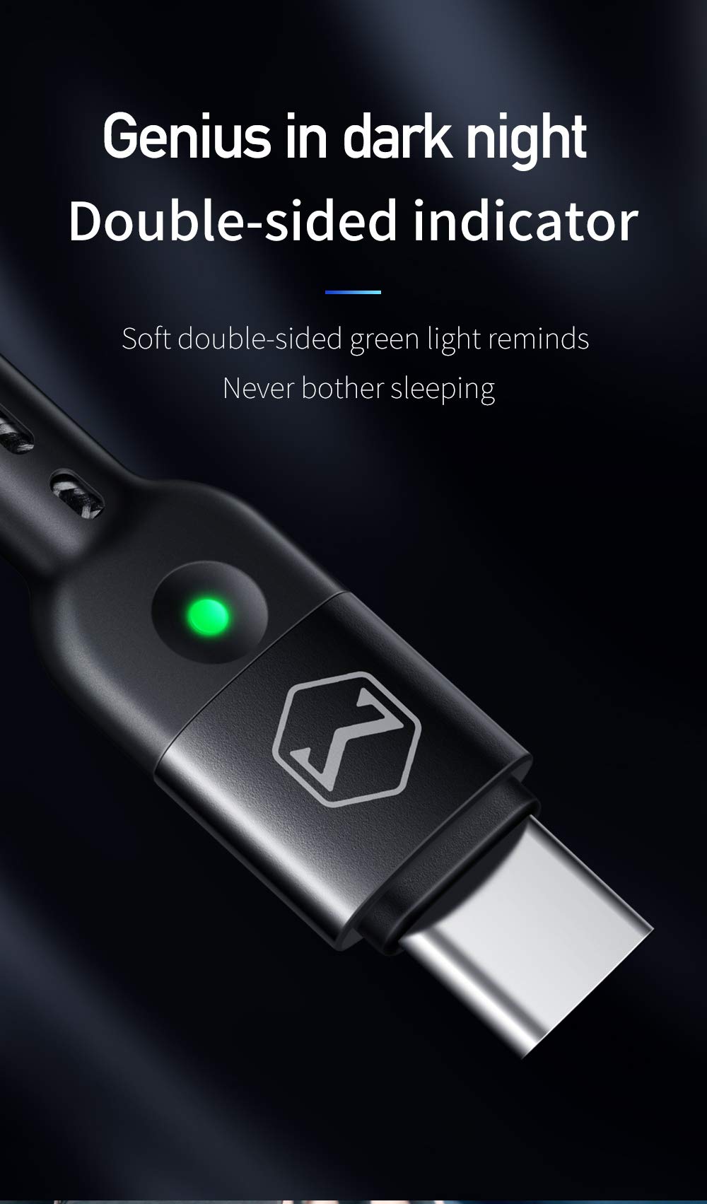 mcdodo [Type-C] Anti Winding Cable, Quick Charge QC 4.0 USB C Charging Data Coiled Cable Nylon Braided LED Compatible with Phone 15/15 Pro Max/Samsung Galaxy S20 S10 S9 S8 Plus Note10 LG Google Pixel