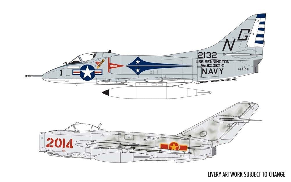 Airfix Dogfight Doubles Mig 17 & Douglas Skyhawk 1:72 Vietnam War Military Aviation Plastic Model Kit Gift Set A50185, Small