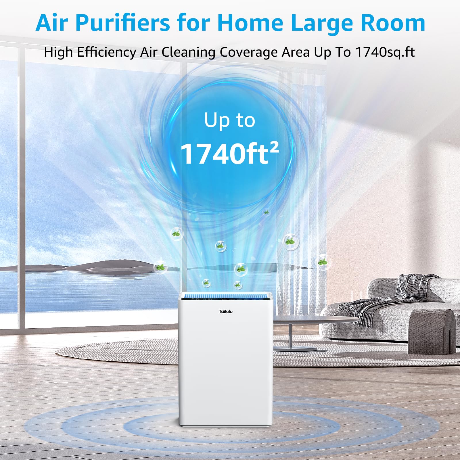 2Pack,Air Purifiers for Home Large Room Up to 1740ft² +Tailulu D09 Air Purifiers for Home Large Room up to1500 ft²