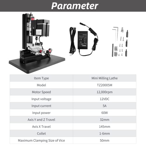 60W 12000RPM Mini Milling Lathe,100-240V DIY Mini Lathe Mini Miller,Mini Metal Lathe DIY Miniature Milling Machine Miller