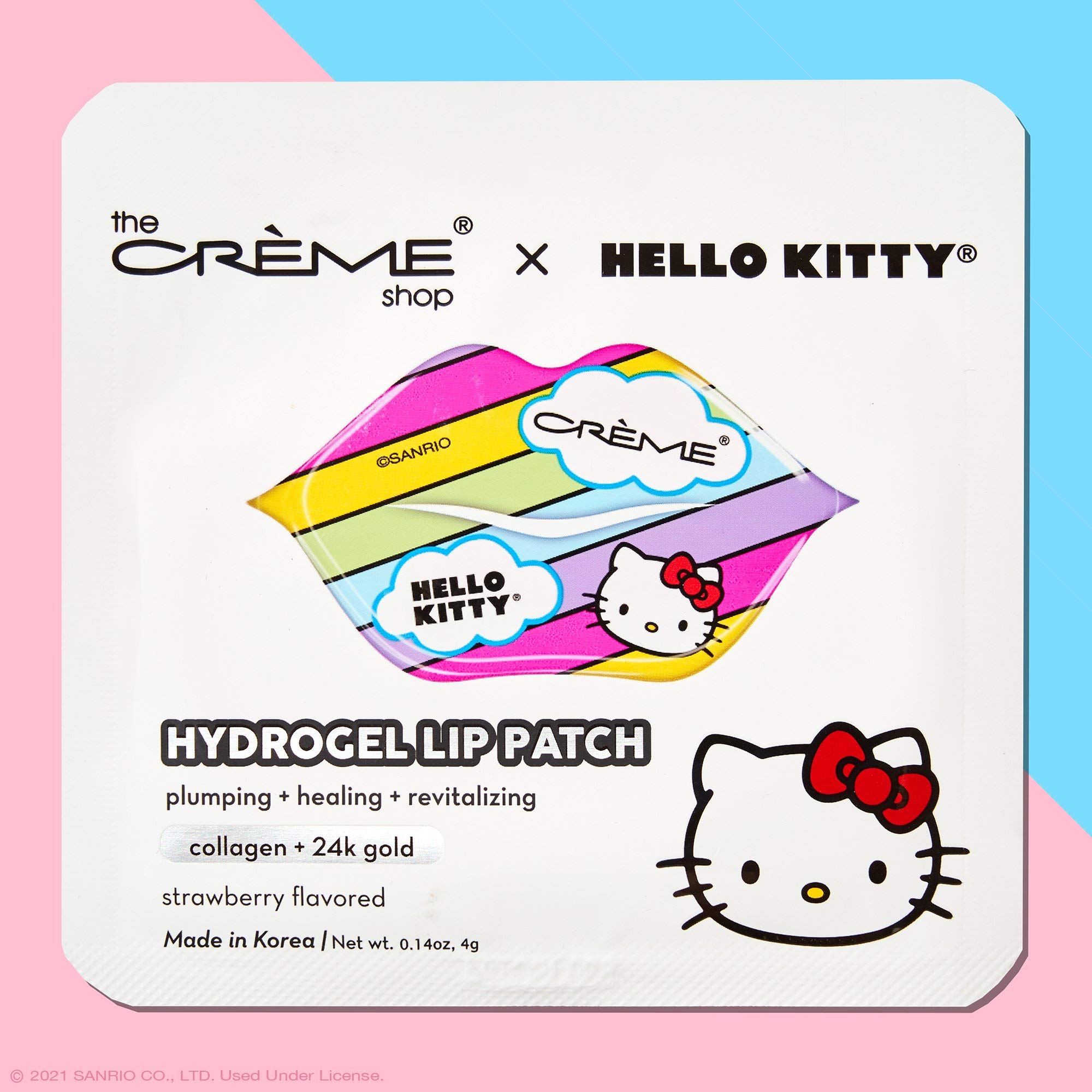 The Crème Shop x Hello Kitty Hydrogel Lip Patch | Strawberry Flavored, Collagen and 24k Gold, Remove Dead Skin, Moisturize lips, Pale Lip Treatment, Anti Aging - 3 Pack