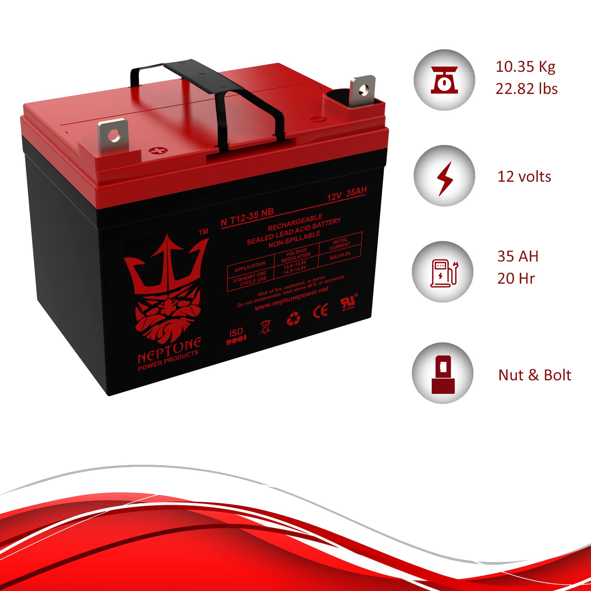 Neptune Power Products Brand Brand 12V 35AH NT12-35 NB Battery Replacement Battery for Pride Jazzy Select Electric Wheelchair by Neptune - 2 Pack