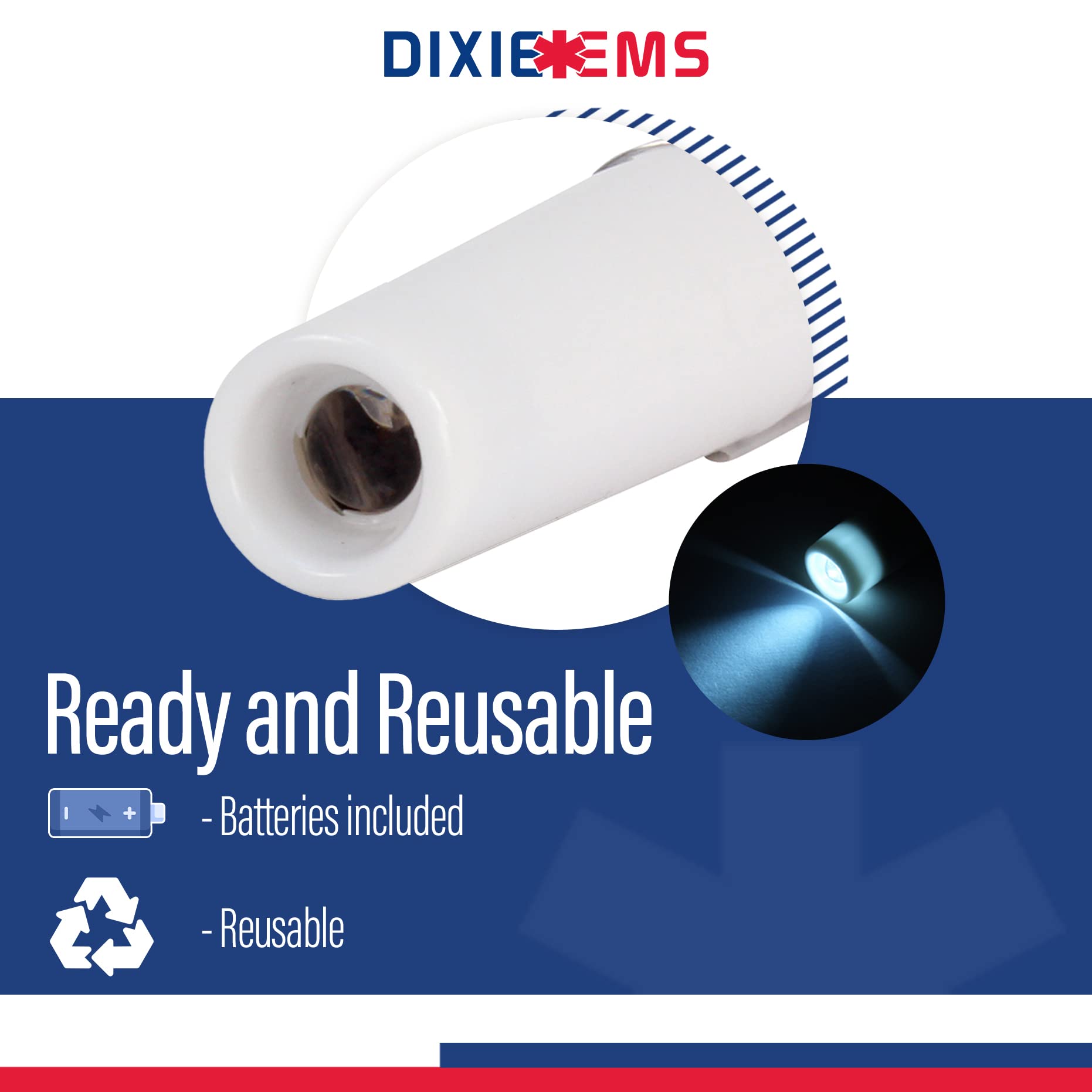Dixie Ems Reusable LED Diagnostic Penlight with Pupil Gauge