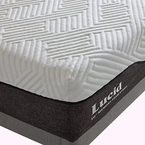 Lucid 10 Inch Hybrid Mattress β Bamboo Charcoal and Aloe Vera Infused- Memory Foam Mattress- Moisture Wicking β Odor Reducing