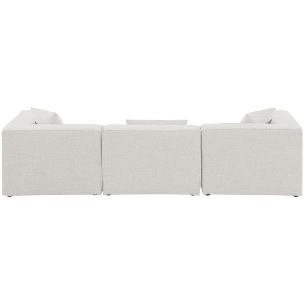 Meridian Furniture 630Cream-S108B Cube Collection Modern | Contemporary Linen Textured Fabric Upholstered Modular Sofa, Cream, 108" W x 36" D x 26" H