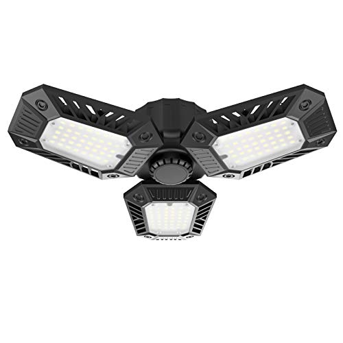 60W 5000K LED Garage Lights LED Garage Light Bulb, Garage Light with Adjustable Wings, LED Shop Light for Workshop, Warehouse, Working Light (1Pack)
