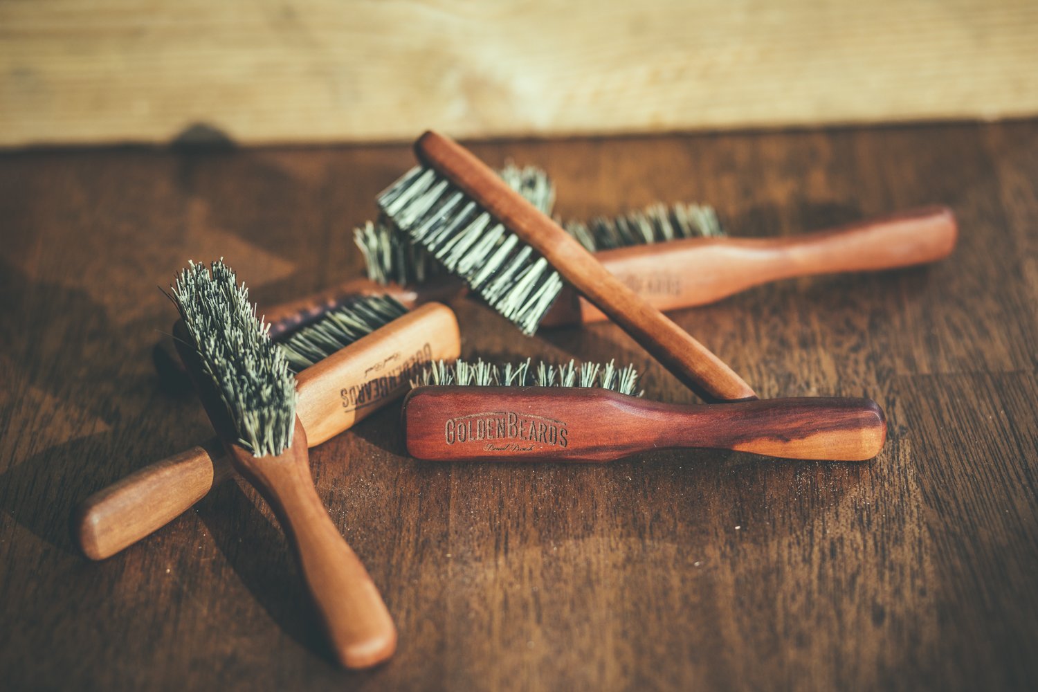 Golden Beards Vegan Beard Brush - Beard Brush Natural Vegetal Bristles - Tampico Bristles made in Germany