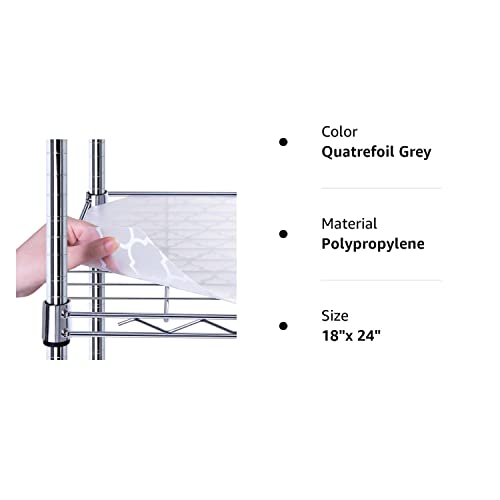 BRIAN & DANY Wire Shelf Liner 18" X 24", Heavy Duty Shelf Liners for Wire Shelving, Waterproof Protector Mats, Set of 5, Quatrefoil Grey