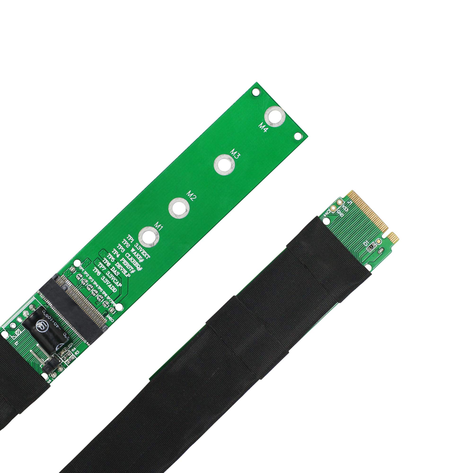 SinLoon M.2(NGFF) Key M NVMe SSD Extension Cable Extender PCIe3.0 x4 Full Speed 12.6inch SSD Extension Cable (32cm)