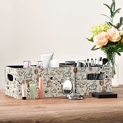 Coffee Storage Basket Felt Storage Bin Collapsible Felt Storage Cloth Baskets Containers Organizer for Clothes Towels Magazine