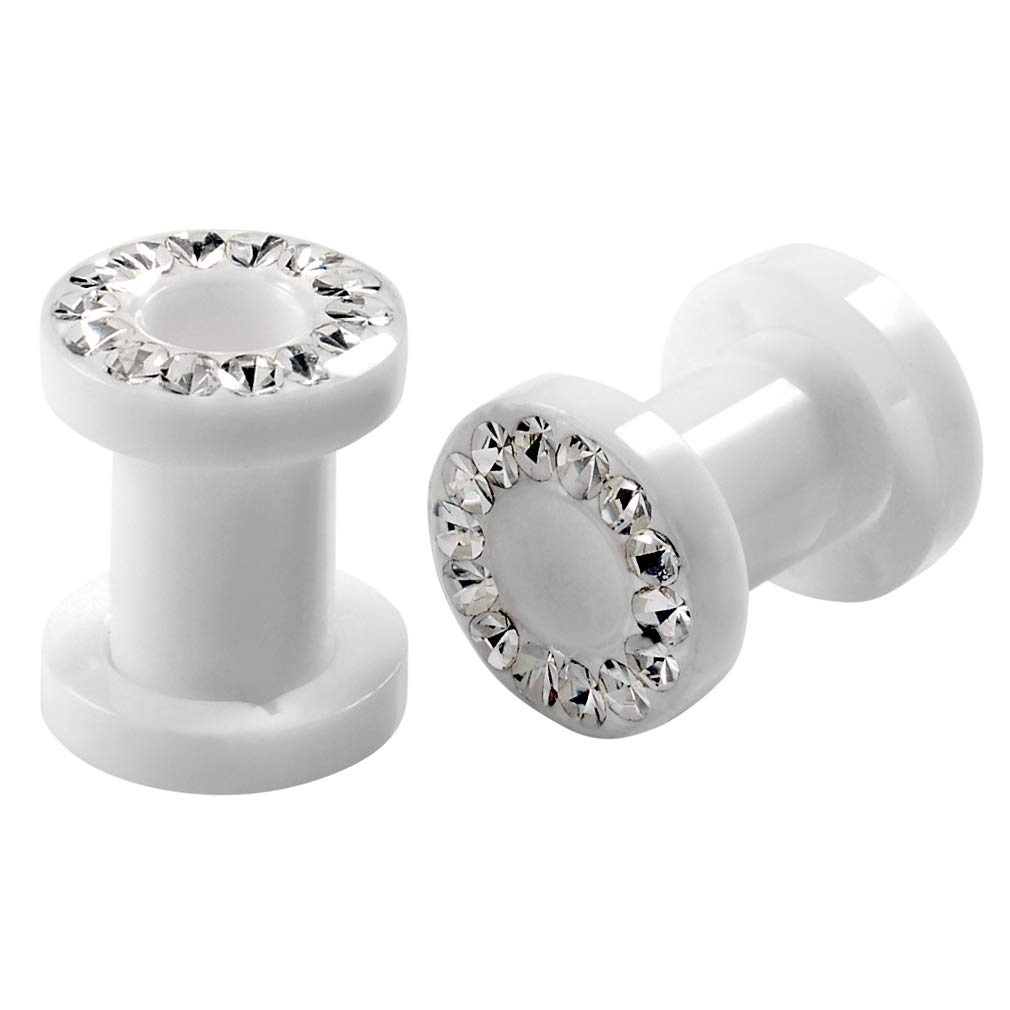 2pc 2g Ear Gauges Screw Fit Flesh Tunnels Acrylic Expander Stretcher Plugs Double Flared For Gauging Out Lobe White