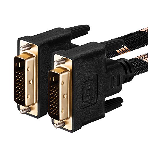 Dvi To Dvi Cable 40Ft,Nylon Braided DVI-D 24+1 Dual Link Male to Male Digital Video Cable Gold Plated with Ferrite Core Support 2560x1600 for Gaming, DVD, Laptop, HDTV and Projector (40 Ft/12M)