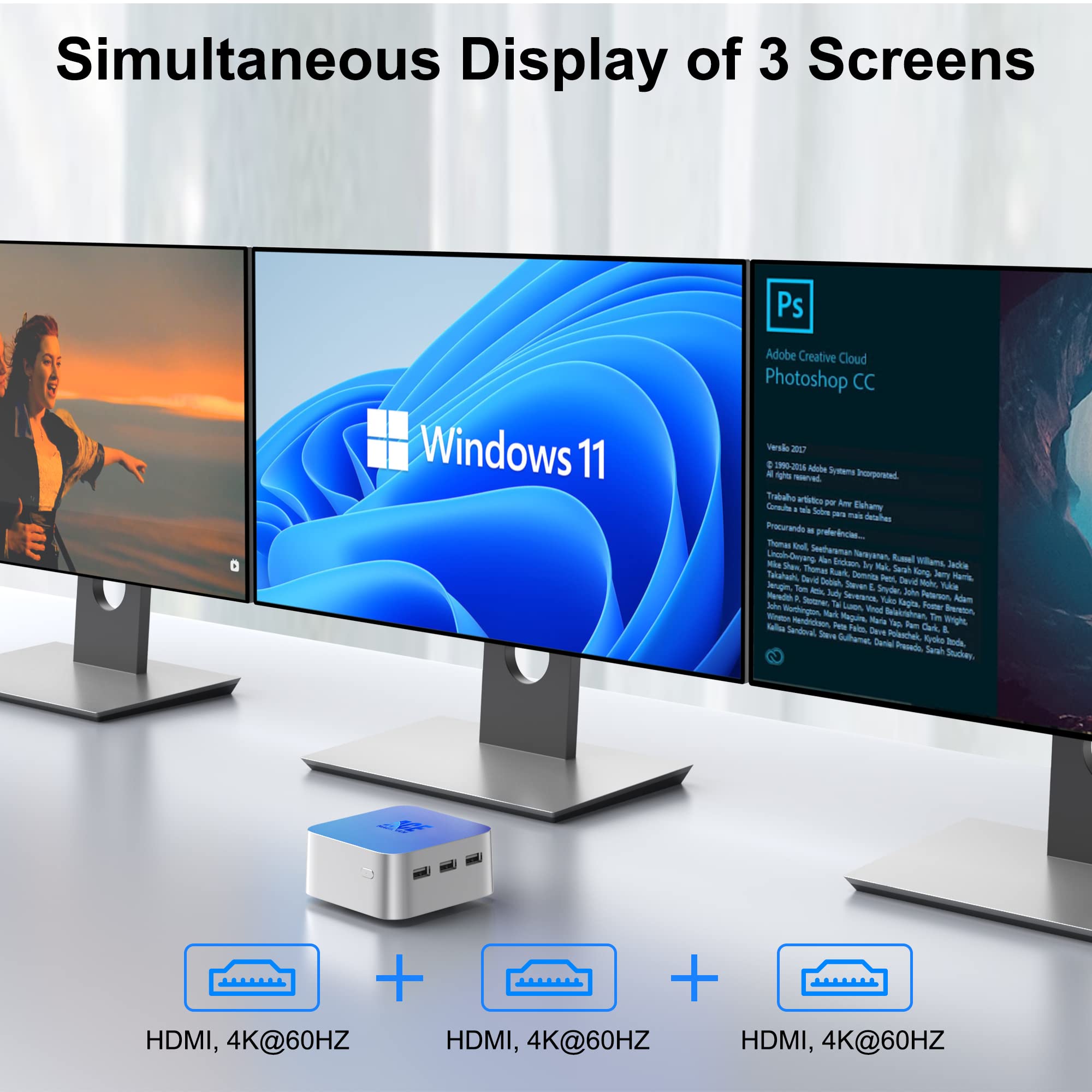 ACEMAGICIAN Mini PC T8 Pro, Intel Celeron N5095 (up to 2.90GHz), HDMI 4K@60 3 Screen Display, Dual Ethernet Ports, 8GB DDR4 RAM 256GB SSD Micro Desktop Computer, Windows 11 Pro, 2.4/5G WiFi, BT4.2