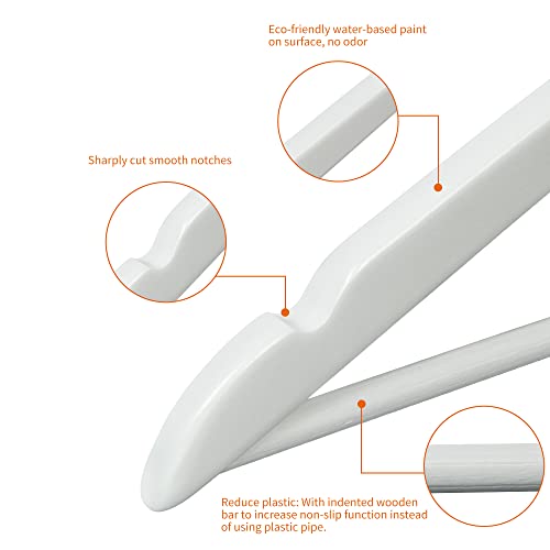 Amazon Basics Wood Suit Clothes Hangers - White, 20-Pack