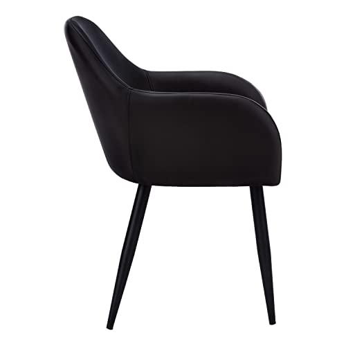 Monarch Specialties 1193, Set of 2, Side, Upholstered, Kitchen, Room, Pu Leather Look, Metal, Contemporary, Modern Dining Chair, 17.5" L x 23.5" W x 33" H, Black| Black Legs