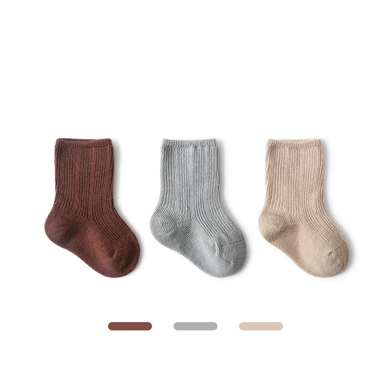 QandSweat Unisex Baby Ankle Socks Toddler Boys' Seamless Cotton Crew Socks (9 Pairs, 0-6M)