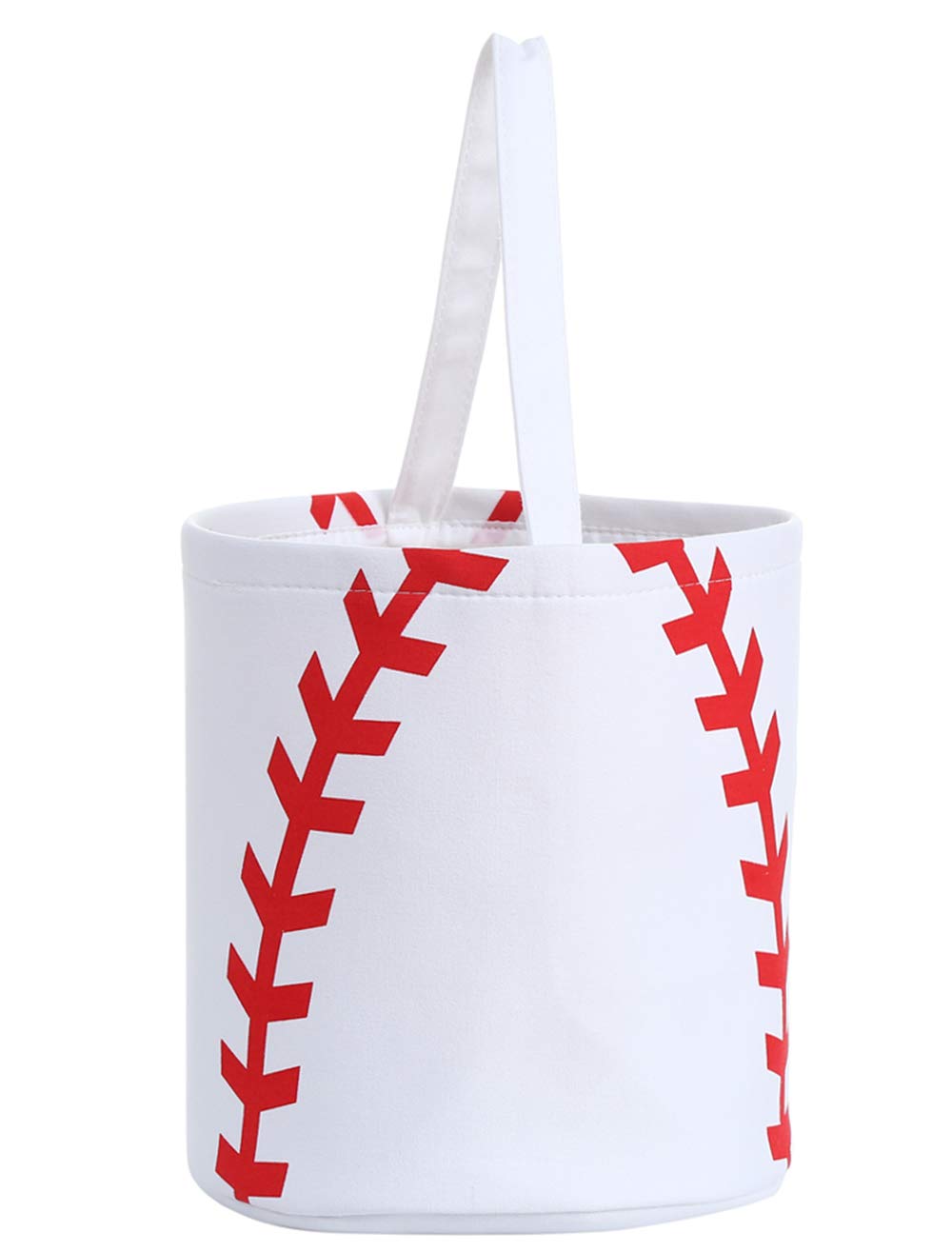 E-FirstFeeling Baseball Basket Easter Baskets Canvas Easter Eggs Hunt Baskets Halloween Basket Trick or Treat Basket Candy Bucket Tote for Halloween Easter (Baseball)