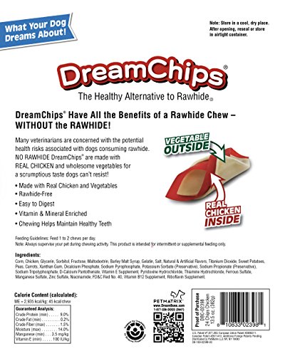 DreamBone DreamChips, Rawhide Free Dog Chews Made with Real Chicken and Vegetables, 24 Count