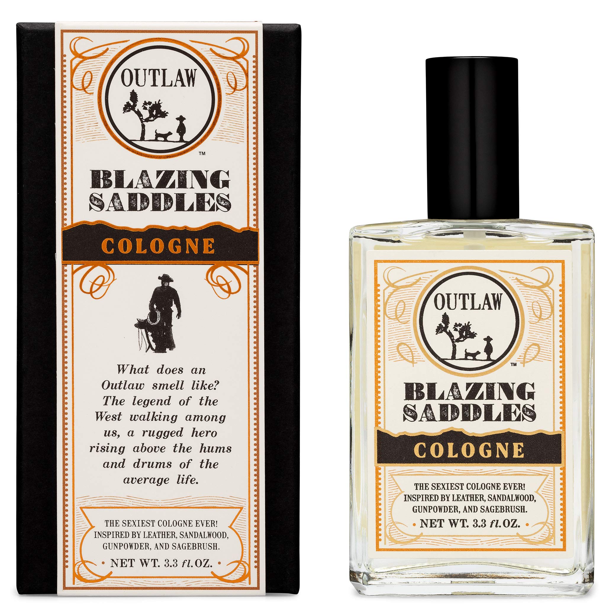 Outlaw Soaps Blazing Saddles Western Cologne | Bold Scent: Warm Leather, Gunpowder, Sagebrush, & Sandalwood | Mens & Womens Cologne