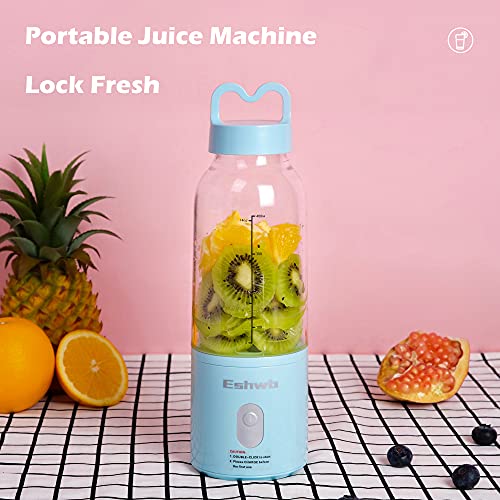 Eshwb Portable Blender,Personal Blender for Shakes and Smoothies, Mini Blender USB Rechargeable with 6 Blades, Handheld Blender for Sports Travel and Outdoors (Blue)