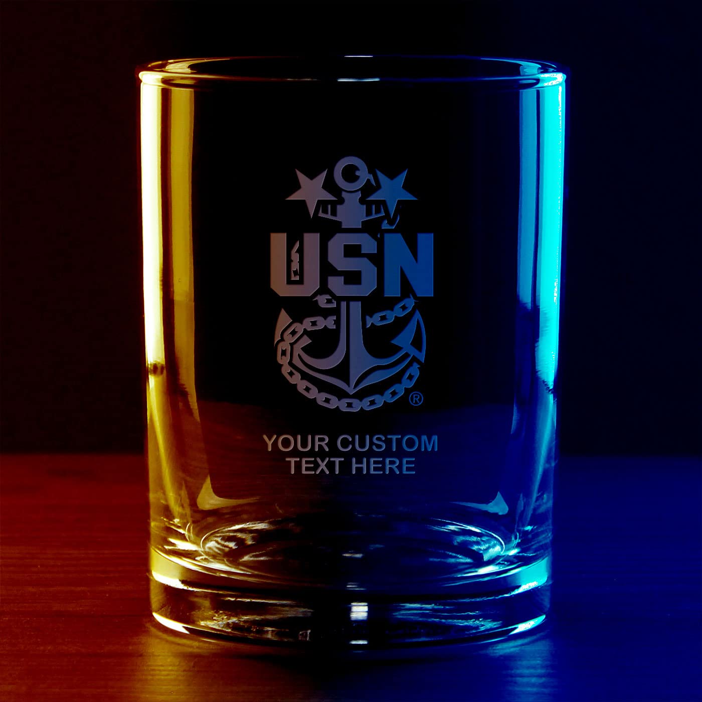 7.62 DESIGN Personalized U.S. Navy Master Chief Petty Officer 14 oz. Double Old Fashioned Glass