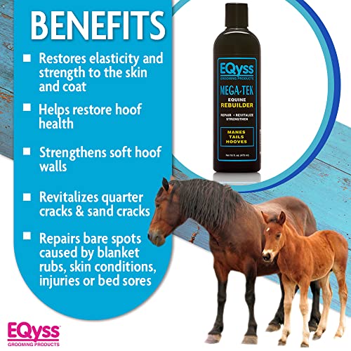 EQyss Mega-Tek Horse Rebuilder - Repair, Revitalize, Strengthen. Perfect for Manes, Tails, and Hooves. 16 oz