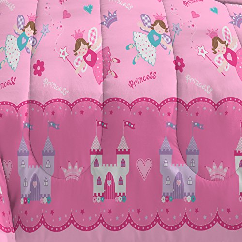 dream FACTORY Magical Princess 4 Piece Bedding Set, Toddler, Pink,2A74630JMU