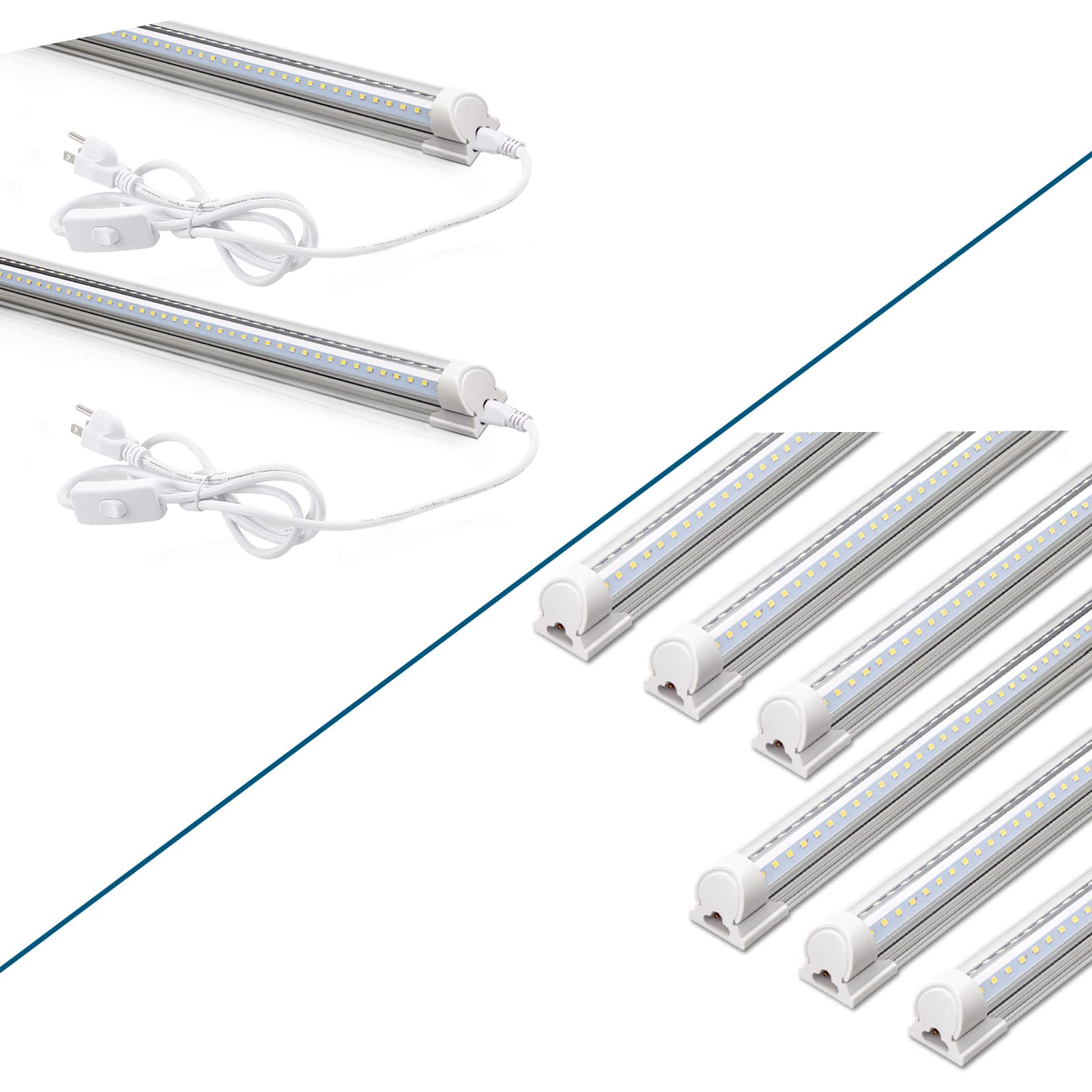 Barrina LED Shop Light T8 5000K 3FT 6-Pack +2FT 2-Pack