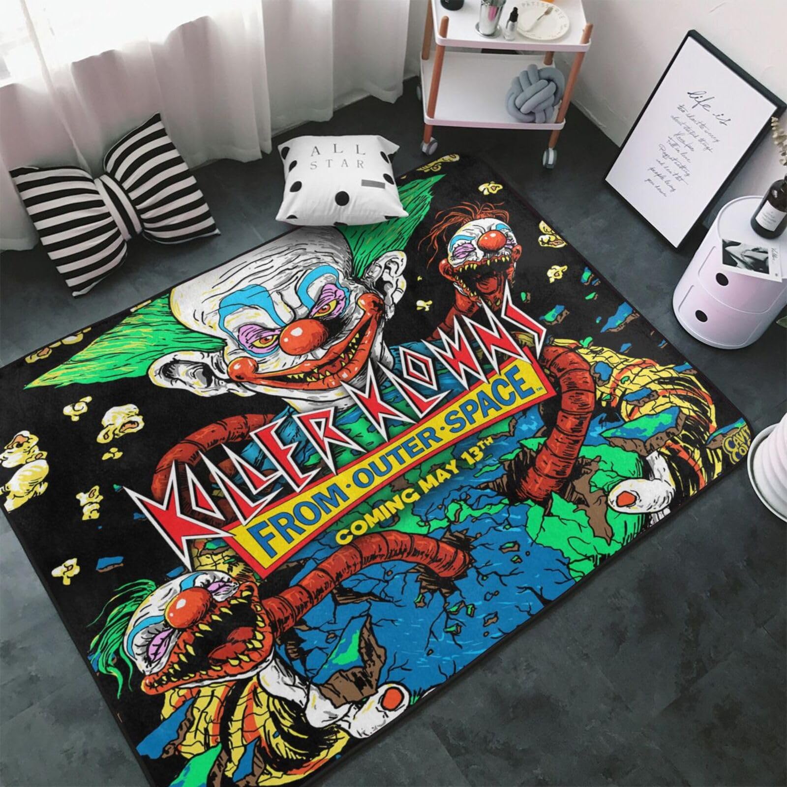 Dcgenrios Area Rugs Killer Horror Movie Klowns from Outer Space Non Slip Fluffy Carpet Floor Mat for Bedroom Living Room Home Decor Rug 60 x 39 inches
