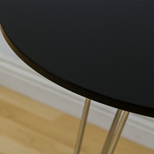 Ergo Furnishings Mid-Century Modern Eiffel Tower Café Table Wood Top, Black