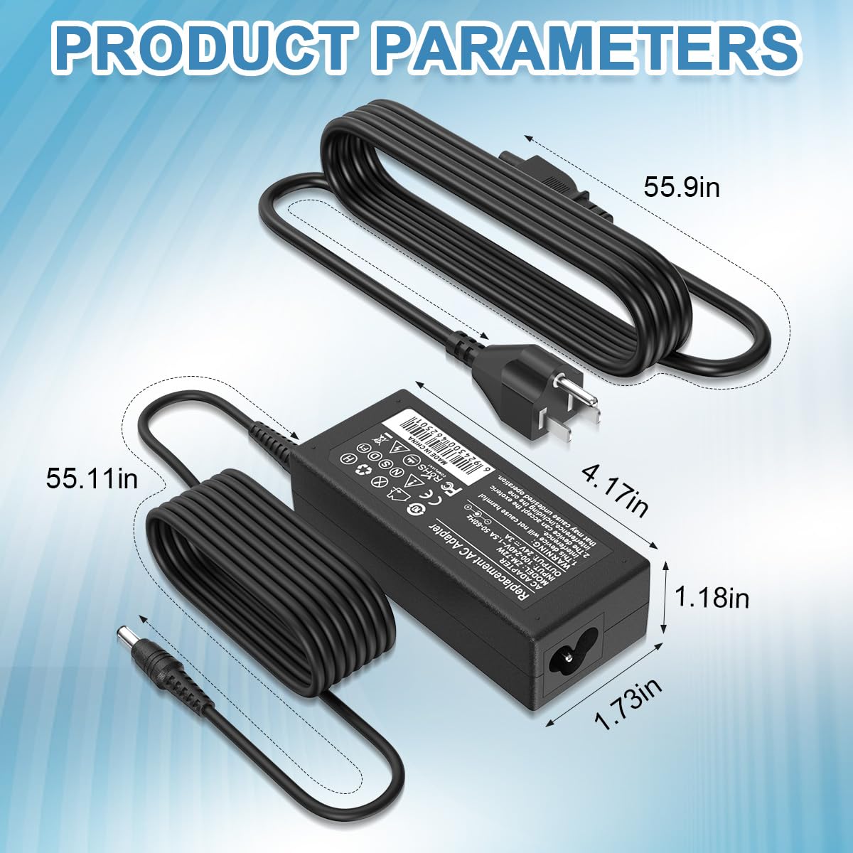 EAGLEGGO 24V 3A 72W AC to DC Adapter Power Supply Replacement for Fujitsu Image Scanner FI-Series fi-6130Z fi-6140Z fi-6230Z fi-6240Z S1500 S1500M AC Power Cord