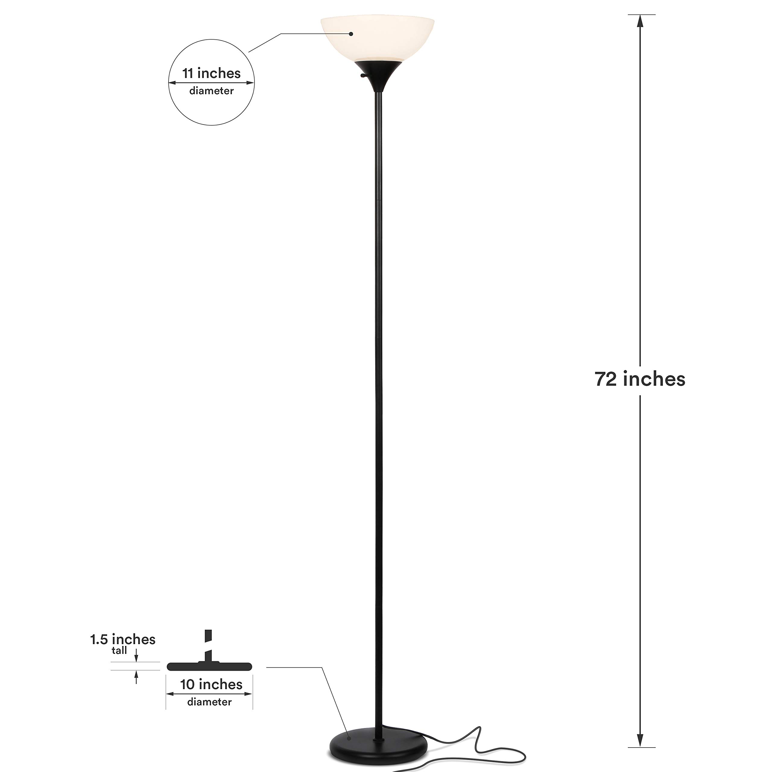 Brightech Sky Dome Dimmable LED Floor Lamp, Torchiere Floor Lamp for Living Rooms & Offices β Tall Standing Lamp for Reading & Hobbies β Jet Black
