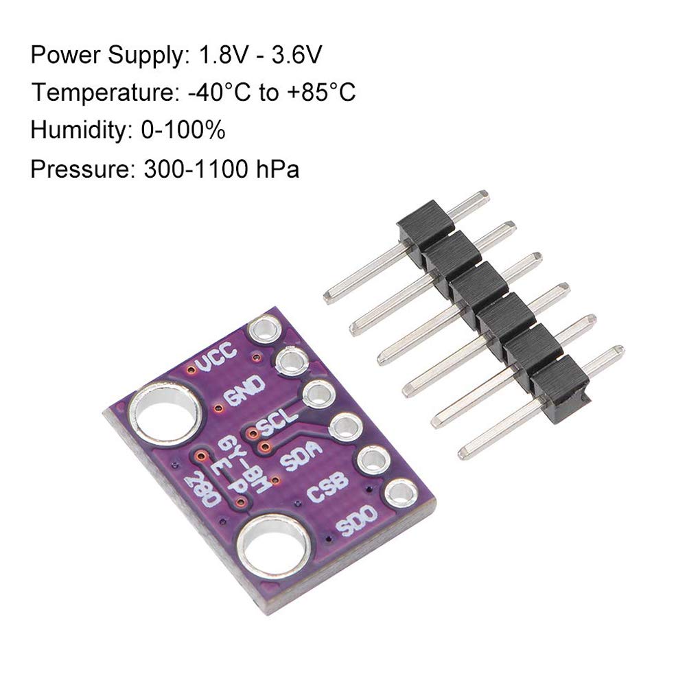 AOICRIE BME280 Compatible with BMP280 Digital 5V Temperature Humidity Sensor Atmospheric Barometric Pressure Board IIC I2C Breakout for Arduino