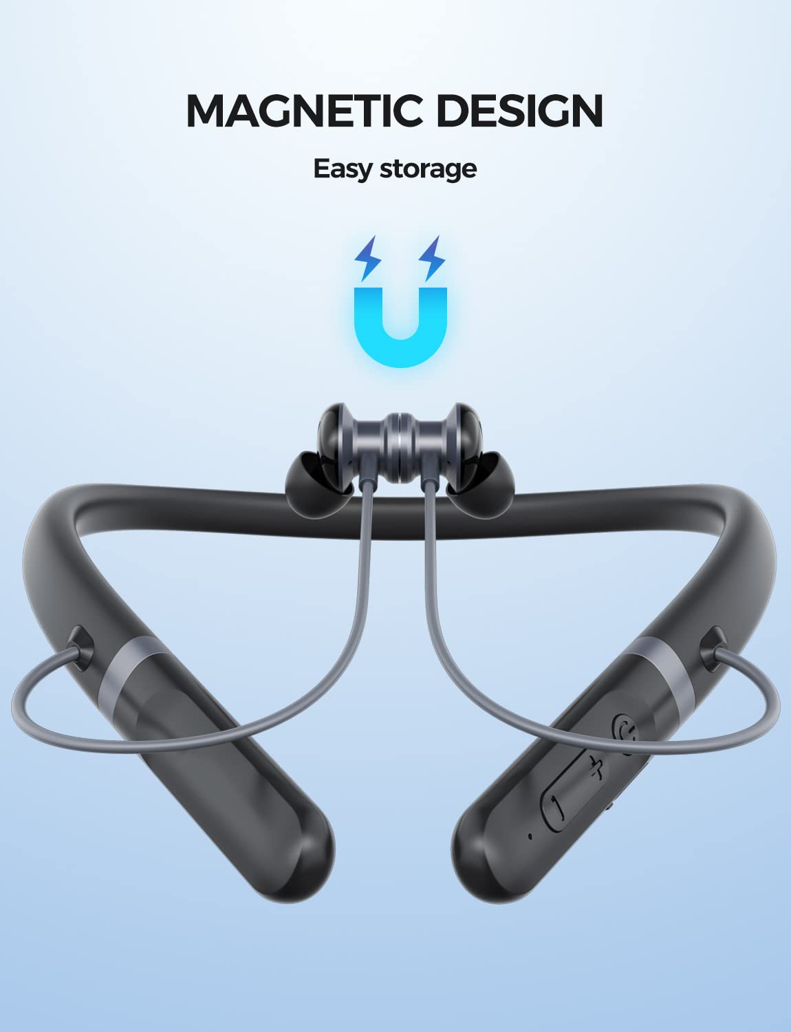 Bluetooth 5.2 Neckband Headphones Around the Neck Bluetooth Earphones with 35H Playtime, Noise Cancelling Wireless Neckband Earbuds USB-C Fast Charging/IPX8 Waterproof/Magnetic Design, for Sport