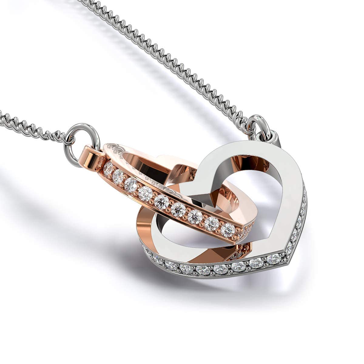 To My Mommy "Heart-Feet" Interlocking Hearts Necklace with Message Card and Gift Box. Baby Shower Present. Gift for Pregnant Mom