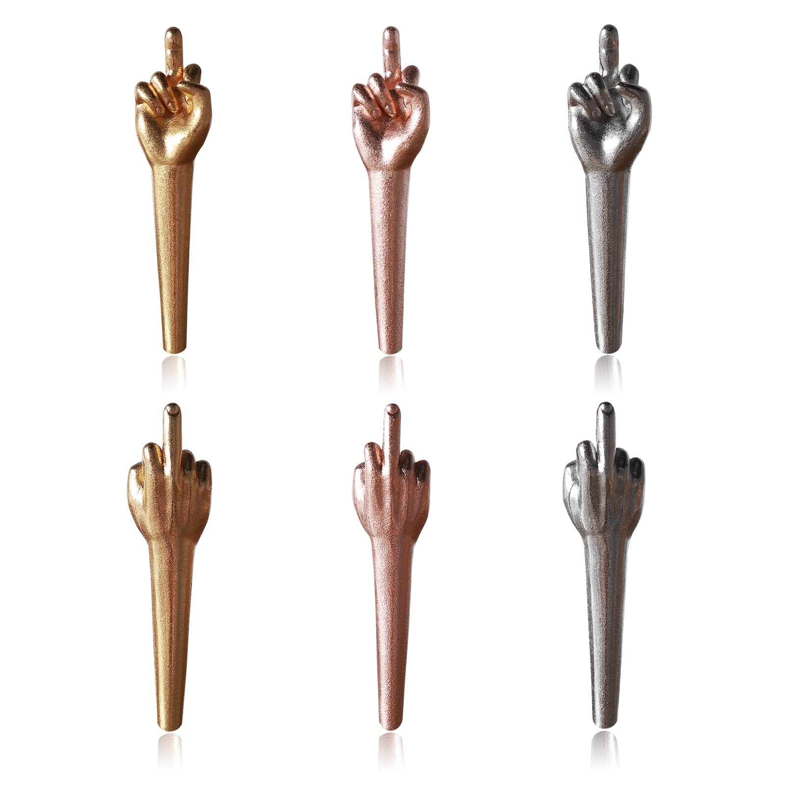 9 Pieces Funny Metal Cribbage Pegs for 1/8 Holes Unique Tapered Cribbage Board Pegs for Traditional Peg Board Game with 3 Colors (Middle Finger)