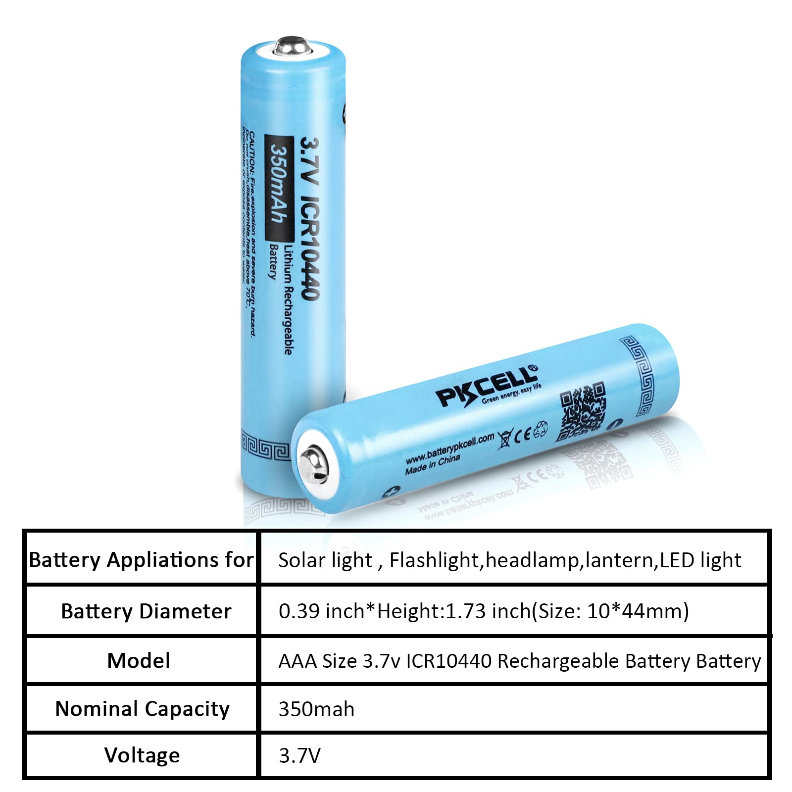 4 Pcs ICR 10440 Rechargeable Lithium Ion Battery,3.7v Batteries 350mAh (0.39 * 1.73 inch, Shorter Than AAA Size)