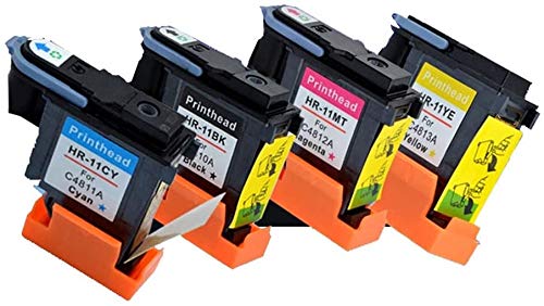 ESTON Remanufactured Print Head Replacement for HP 11 Printhead for HP Designjet 70 90 100 110 500 510 500ps 800ps 9110 K850 (Black Cyan Magenta Yellow) 4 Pack