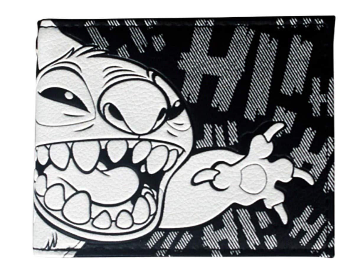 Classic Cartoon Blue Alien Character Black And White Bi-Fold Wallet