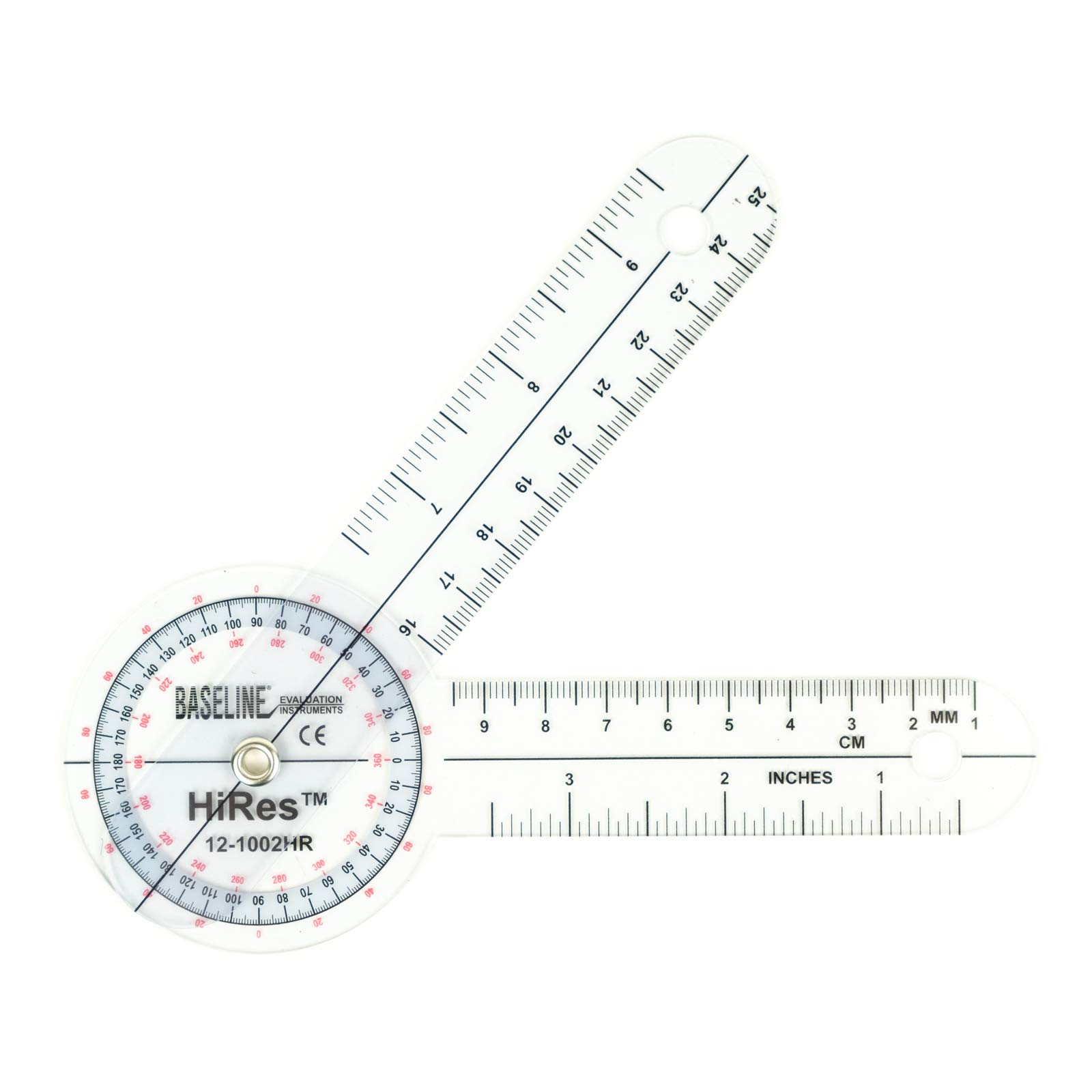 Baseline 360° ISOM High REs Goniometer, 6" ISOM, Measure Body Joint Angles Including Wrist, Elbow, Knee, for Physical Therapists and Healthcare Professionals, Plastic, Wipe Clean, Inches and Cm