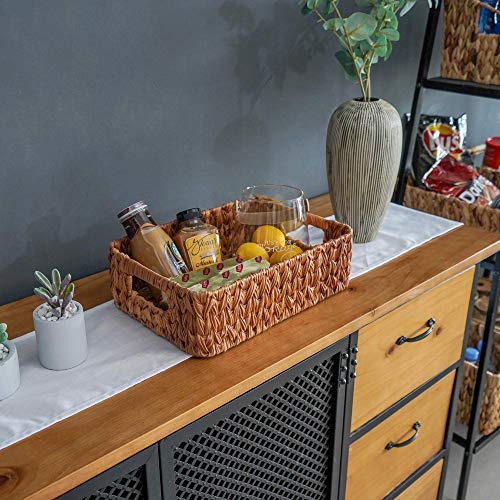 GRANNY SAYS Bathroom Baskets for Organizing, Wicker Storage Baskets for Bathroom, Bathroom Counter Storage, Toilet Basket Tank Topper, Caramel Orange, Set of Wicker Baskets 3 Pack